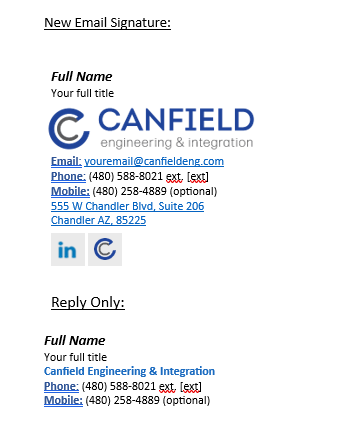 Email Signatures – Welcome to the Canfield Engineering & Integration